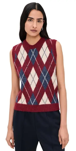 ANOTHER GIRL Argyle Knit Tank Sweater Vest