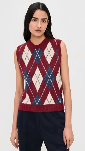 ANOTHER GIRL Argyle Knit Tank Sweater Vest