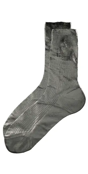 Maria La Rosa Ribbed Laminated Socks - Grey