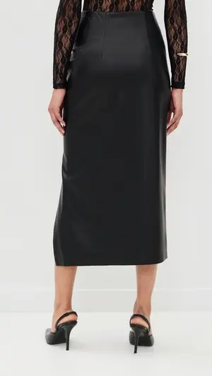 LE BOP Louisa Faux Leather Skirt - Black