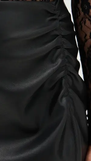 LE BOP Louisa Faux Leather Skirt - Black