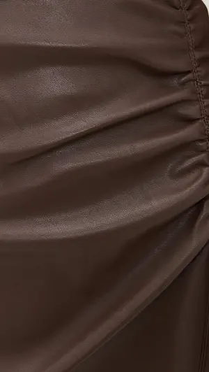 LE BOP Louisa Faux Leather Skirt - Coffee
