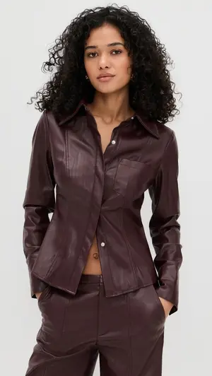 MADISON THE LABEL Lowen Faux Leather Shirt