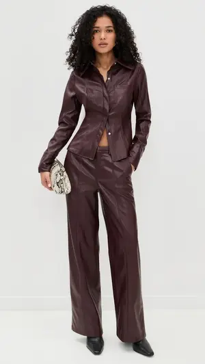 MADISON THE LABEL Lowen Faux Leather Shirt
