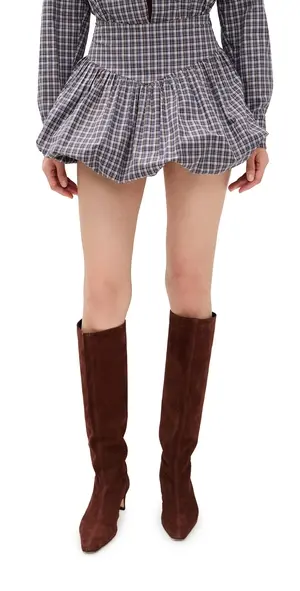 LE BOP Zoe Bubble Skirt In Plaid - Chocolate Check
