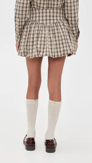 LE BOP Zoe Plaid Mini Skirt - Khaki Check