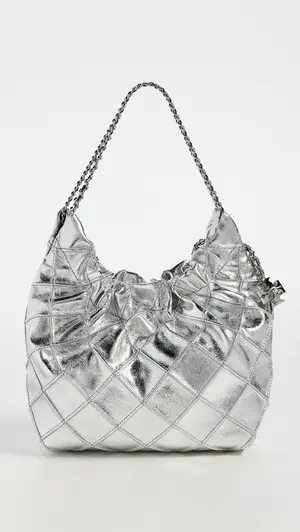Tory Burch Fleming Metallic Mini Hobo Bag