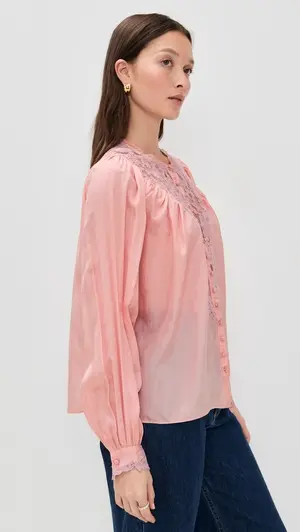 LoveShackFancy Carine Silk Top
