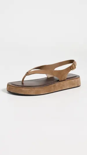 COACH Sculpted C Platform Suede Thong Sandals