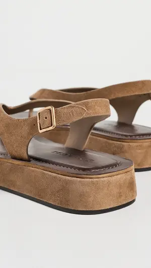 COACH Sculpted C Platform Suede Thong Sandals