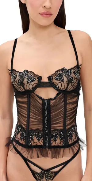 For Love & Lemons Dark Romance Bustier Bra Top - Black
