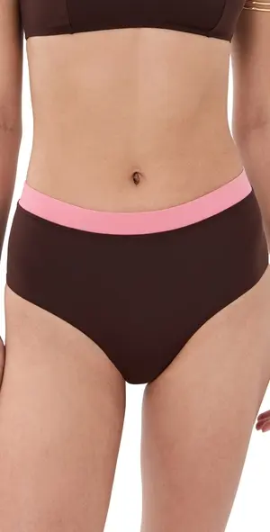 Staud Devon Bikini Bottom - Brown/colorblock