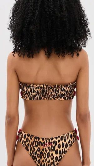 DAMSON MADDER Shirred Bow Bikini Top - Brown