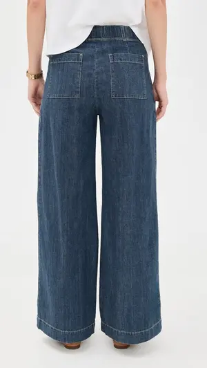 JAMES PERSE Denim Pleated Wide Leg Pants