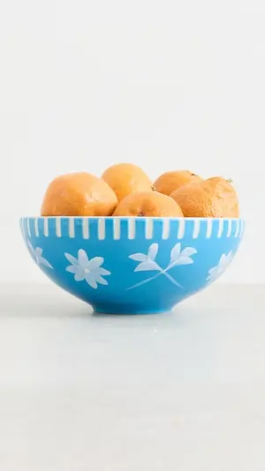 Carolina K Handpainted Flower Bowl - Blue