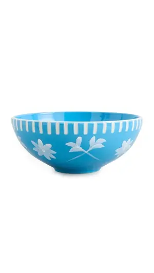 Carolina K Handpainted Flower Bowl - Blue