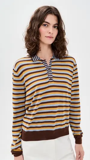 LA LIGNE Multi Stripe Ben Polo Sweater