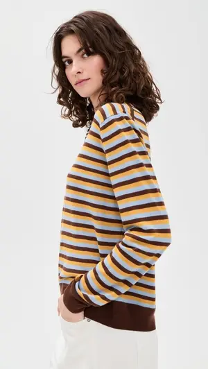LA LIGNE Multi Stripe Ben Polo Sweater
