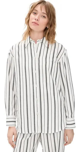 Vince Resort Stripe Oversized Shirt - B'white/black
