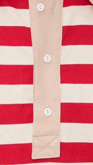 STATE & LAKE Striped Jersey Polo - Red/ivory