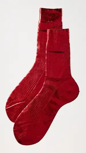 Maria La Rosa Laminated Ribbed Silk Socks