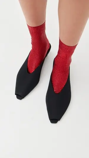 Maria La Rosa Laminated Ribbed Silk Socks