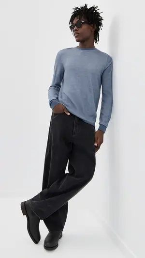 Rag & Bone Gregory Merino Long Sleeve Crew - Lblue