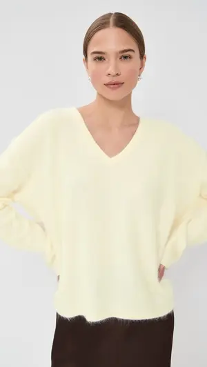 LISA YANG Margareta Cashmere Sweater - Cream Brushed
