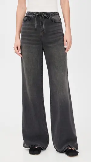 Splendid Lounge Denim Wide Leg Pants - Charcoal