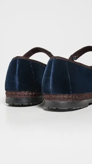 FLABELUS Velvet Mary Jane Flats - Navy
