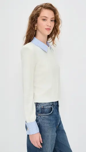 L'Agence April Poplin Collar Pullover