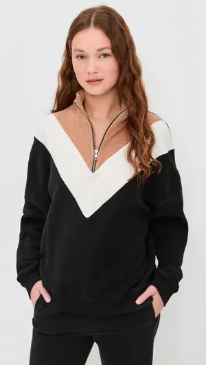 The Great. Colorblock Plush Chalet Sweatshirt