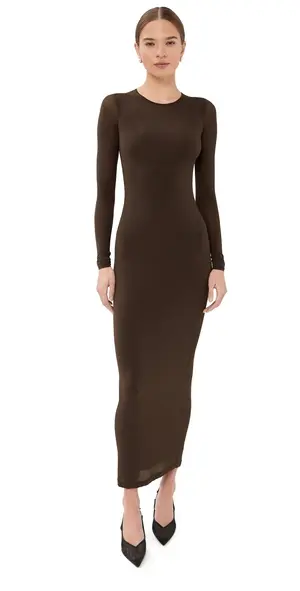 Women's Longsleeve Boat Neck Maxi Dress