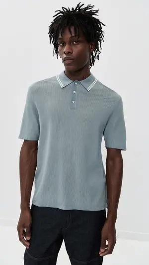 Rag & Bone Harvey Tipped Polo - Lblue