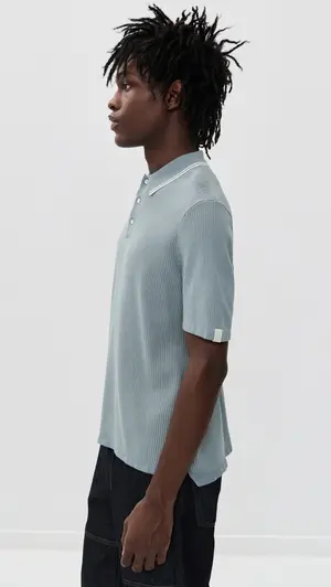 Rag & Bone Harvey Tipped Polo - Lblue
