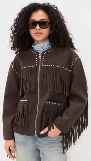 Blanknyc Faux Suede Fringe Benefits Jacket