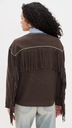 Blanknyc Faux Suede Fringe Benefits Jacket
