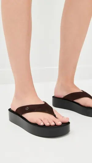 Tory Burch Leather Platform Flip Flops
