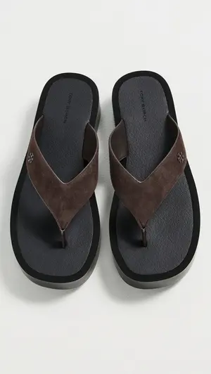 Tory Burch Leather Platform Flip Flops