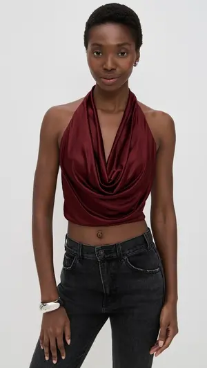 Alice + Olivia Ayanna Cowl Halter Top