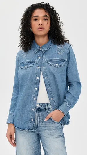 SEVENTY + MOCHI Juno Embroidered Denim Shirt