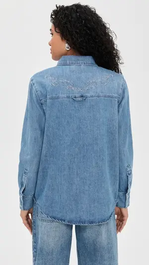 SEVENTY + MOCHI Juno Embroidered Denim Shirt