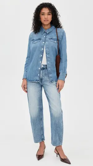 SEVENTY + MOCHI Juno Embroidered Denim Shirt