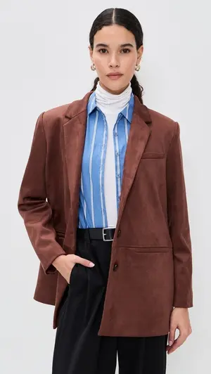 LE BOP Blair Faux Suede Blazer - Cappuccino