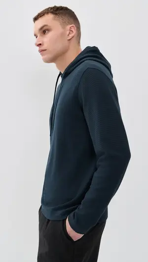 Theory Delroy Hoodie In Studio Jaquard - Baltic