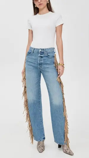 MOTHER Fringe Detail Jeans