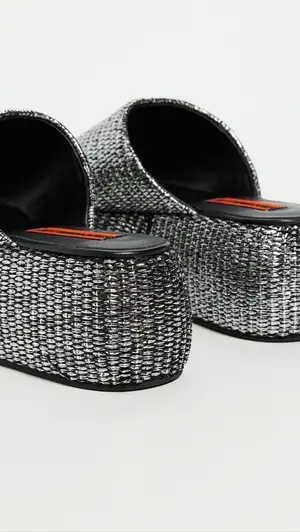 SIMONMILLER Metallic Raffia Cloudy Platform Sandals - Black/silver