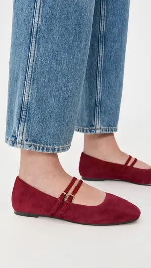 Madewell Greta Two-strap Suede Flats
