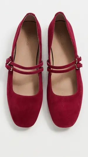 Madewell Greta Two-strap Suede Flats