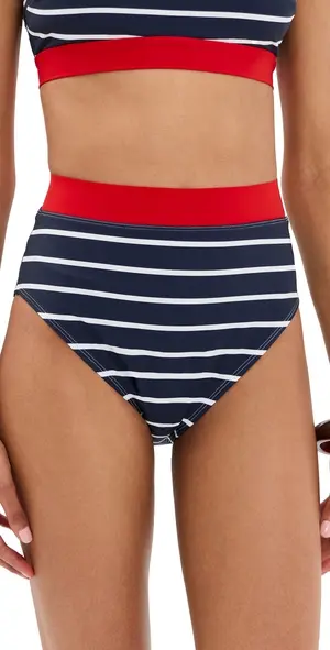 STYLEST Dreamsculpt High Bikini Bottoms - Navy/blanc Stripe